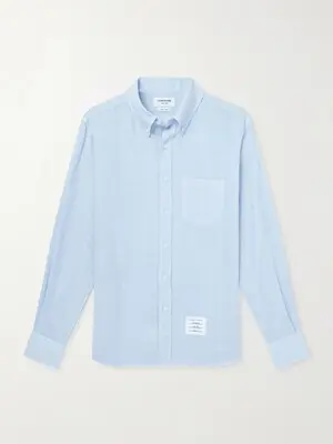 Thom Browne Garment-dyed Linen Shirt - Blue