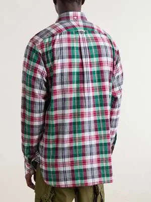DRAKE'S Button-down Collar Checked Cotton Shirt