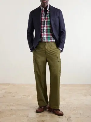 DRAKE'S Button-down Collar Checked Cotton Shirt - Multi
