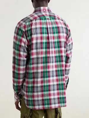 DRAKE'S Button-down Collar Checked Cotton Shirt - Multi