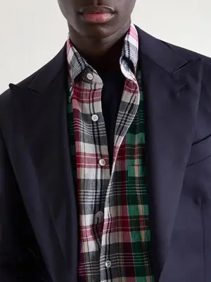 DRAKE'S Button-down Collar Checked Cotton Shirt - Multi