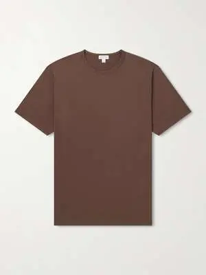 Sunspel Slim-fit Cotton-jersey T-shirt - Brown