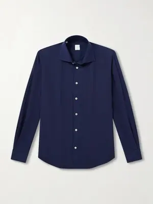 Eleventy Lyocell, Linen And Cotton-blend Shirt - Blue