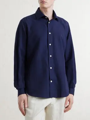 Eleventy Lyocell, Linen And Cotton-blend Shirt