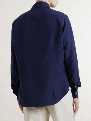 Eleventy Lyocell, Linen And Cotton-blend Shirt