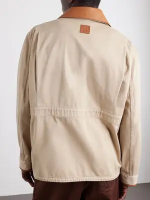Loewe Leather-trimmed Cotton-twill Blouson Jacket