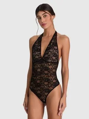 Alice + Olivia Lina Lace Bodysuit - Black