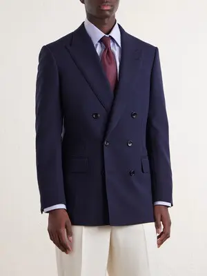TOM FORD Atticus Double-breasted Wool And Mohair-blend Blazer - Blue