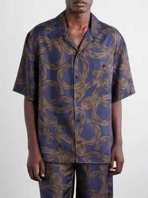 Loewe Paula's Ibiza Convertible-collar Printed Silk-satin Shirt