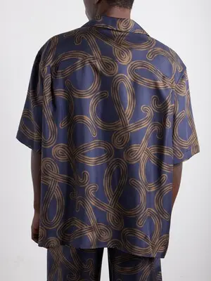 Loewe Paula's Ibiza Convertible-collar Printed Silk-satin Shirt
