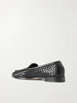 Bottega Veneta Silenzio Intrecciato Leather Loafers - Black