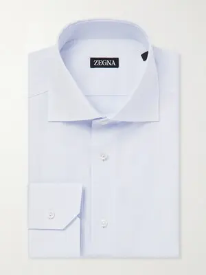 Zegna Trofeo Cotton-poplin Shirt - Blue