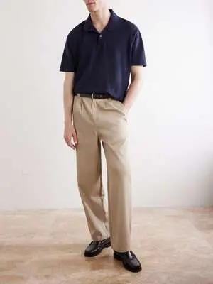 Sunspel Linen-piqué Polo Shirt - Navy