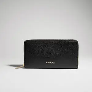 Gucci Zip Around Wallet With Lettering Leather