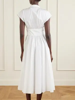 Alaïa Belted Cotton-poplin Midi Dress