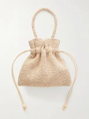 LOEFFLER RANDALL Kylie Woven Raffia Pouch - Neutrals
