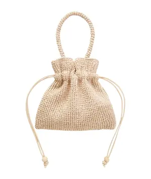 LOEFFLER RANDALL Kylie Woven Raffia Pouch - Neutrals