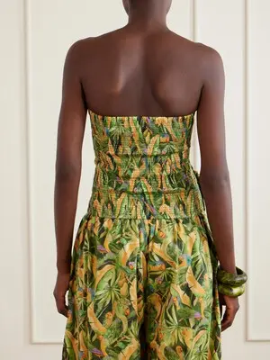 Farm Rio Strapless Ruched Cotton Tank