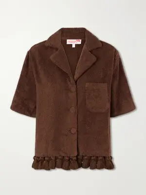 CAP D’ANTIBES Antonia Cotton-terry Shirt With Tassels
