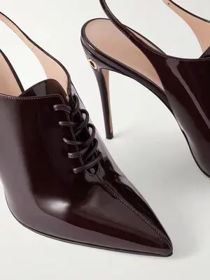 Jennifer Chamandi Lucio 105 Patent Leather Slingback Pumps - Burgundy