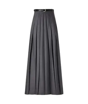 SELF-PORTRAIT Belted Pleated Maxi Skirt