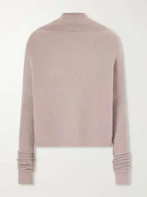 Rick Owens Crater Cashmere-blend Turtleneck Sweater - Blush