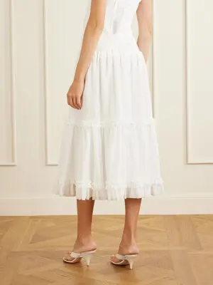 Balmain Ruffled Poplin Maxi Skirt
