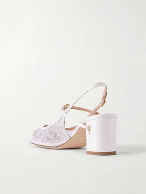 Jennifer Chamandi Mattia 65 Satin-trimmed Lace Pumps - White