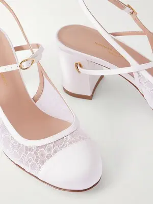 Jennifer Chamandi Mattia 65 Satin-trimmed Lace Pumps - White