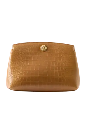 LIFFNER Pushlock Croc-effect Leather Clutch - Brown