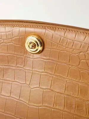 LIFFNER Pushlock Croc-effect Leather Clutch - Tan
