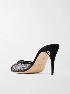 Jennifer Chamandi Guido 85 Suede-trimmed Lace Sandals