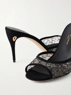 Jennifer Chamandi Guido 85 Suede-trimmed Lace Sandals