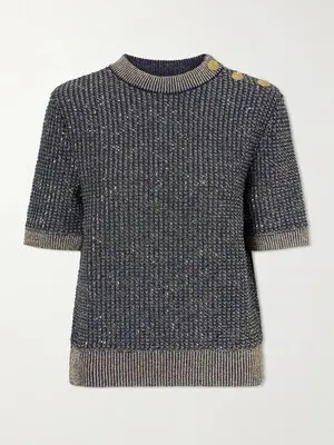 Balmain Embellished Tweed Sweater