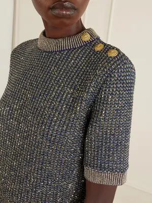 Balmain Embellished Tweed Sweater