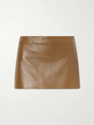 Khaite Jett Leather Mini Skirt - Brown