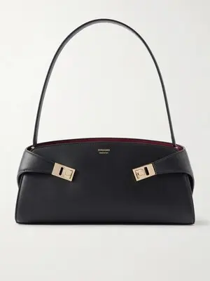 FERRAGAMO Hug Leather Shoulder Bag - Black