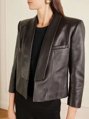 Balmain Cropped Leather Biker Jacket