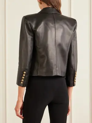 Balmain Cropped Leather Biker Jacket