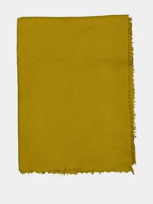 Maison De Vacances Maison De Vacances Hand-Knitted Cashmere Throw With Fringe Yellow