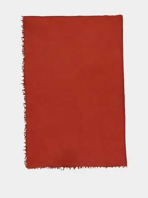 MAISON DE VACANCES Burnt Hand-knitted Cashmere Throw With Fringe