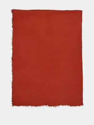 MAISON DE VACANCES Burnt Hand-knitted Cashmere Throw With Fringe