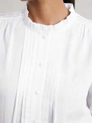 REISS Aurelia Cotton Cheesecloth Pleated Top
