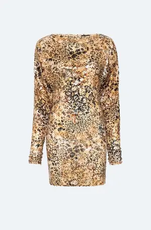 Lapointe Sequin Boatneck Dress - Leopard