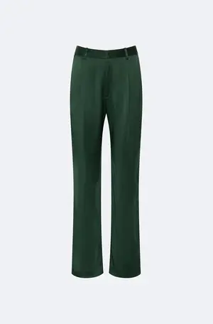 Lapointe Satin Tapered Pleated Pant - Forest