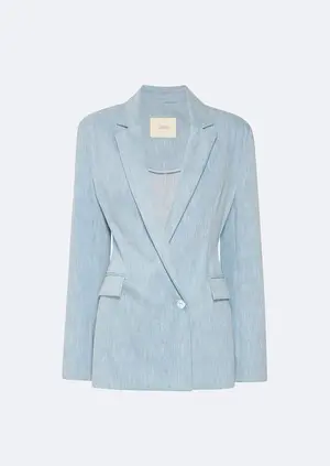 Lapointe Washed Denim Fitted Blazer - Light Indigo