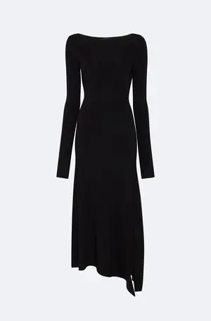 Lapointe Viscose Boatneck Dress - Black