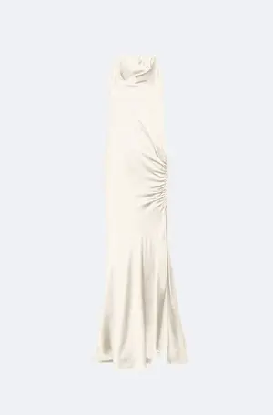 Lapointe Satin Cowl Neck Tab Gown - Cream