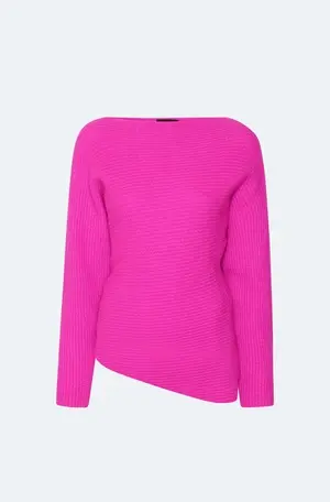 Lapointe Cashmere Asymmetric Sweater - Fuchsia