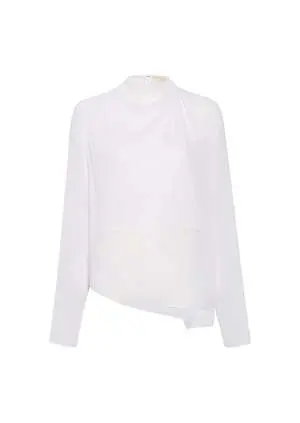 Lapointe Georgette Overlap Drape Blouse - White